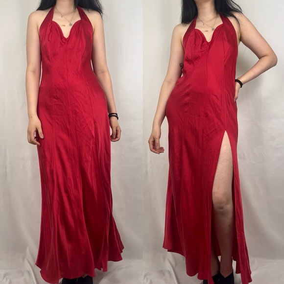Victoria's Secret | Dresses | Vintage Victoria Secret Red Silk Maxi ...